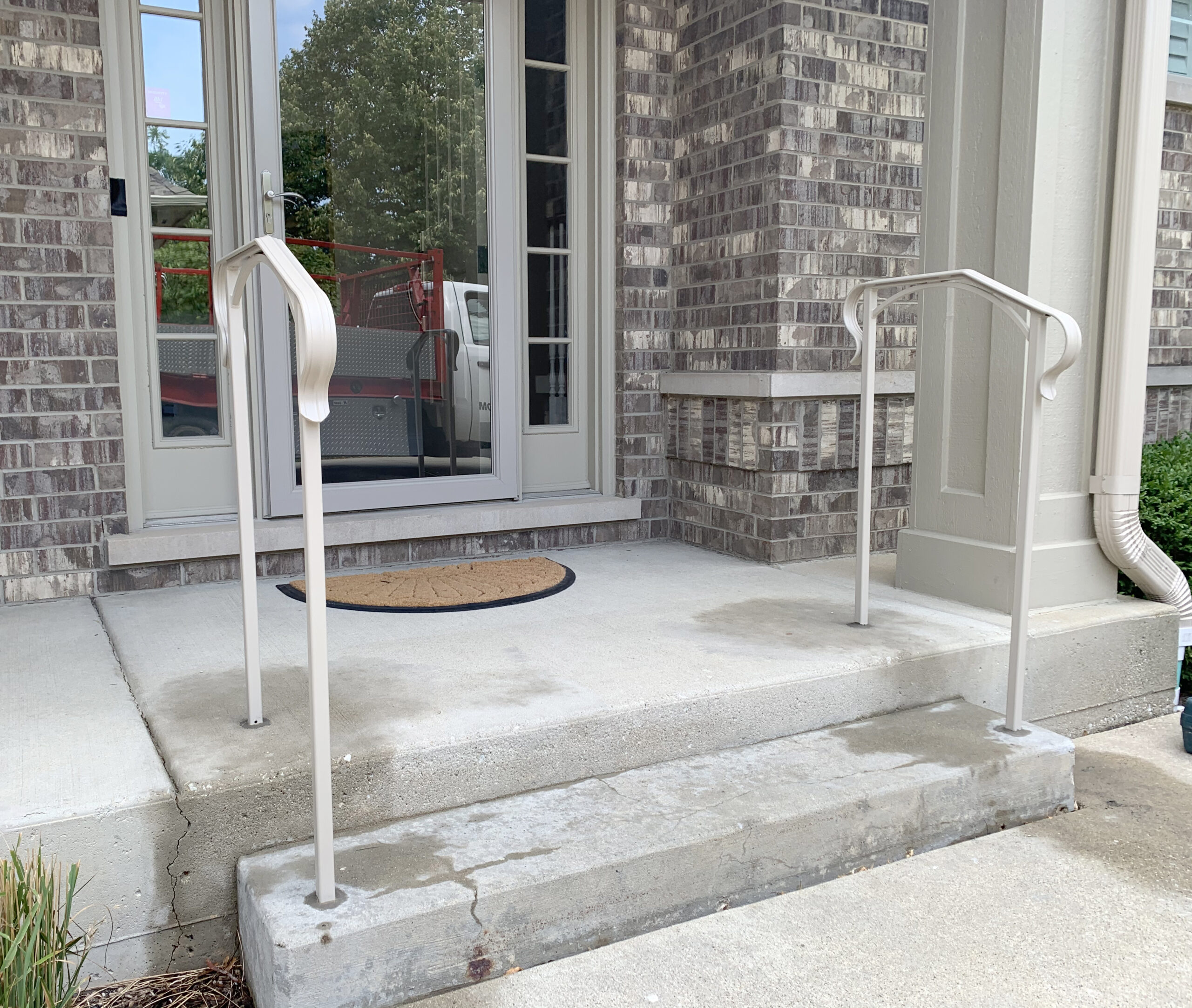 Minimalist wrought iron handrails painteed cream in Northbrook ...
