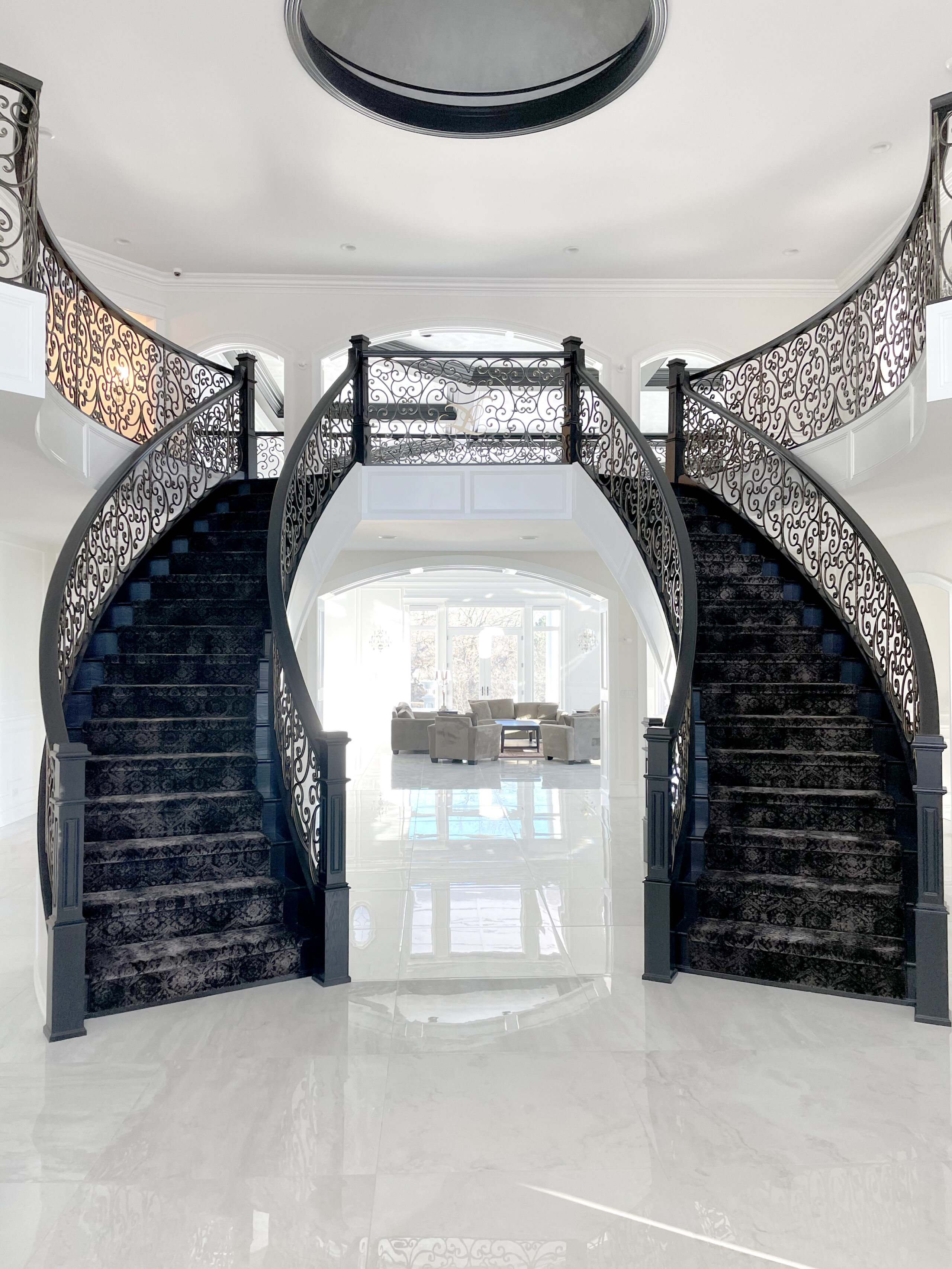 French Country wrought iron railings painted flat black in Oak Brook ...