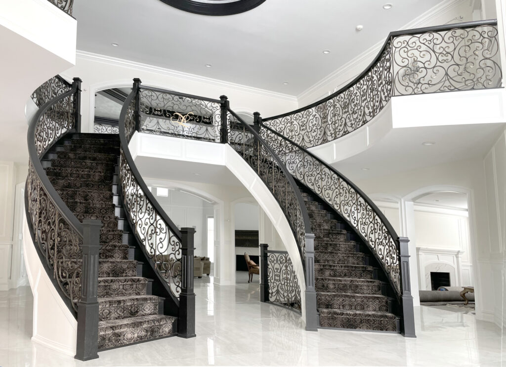 French Country wrought iron railings painted flat black in Oak Brook ...