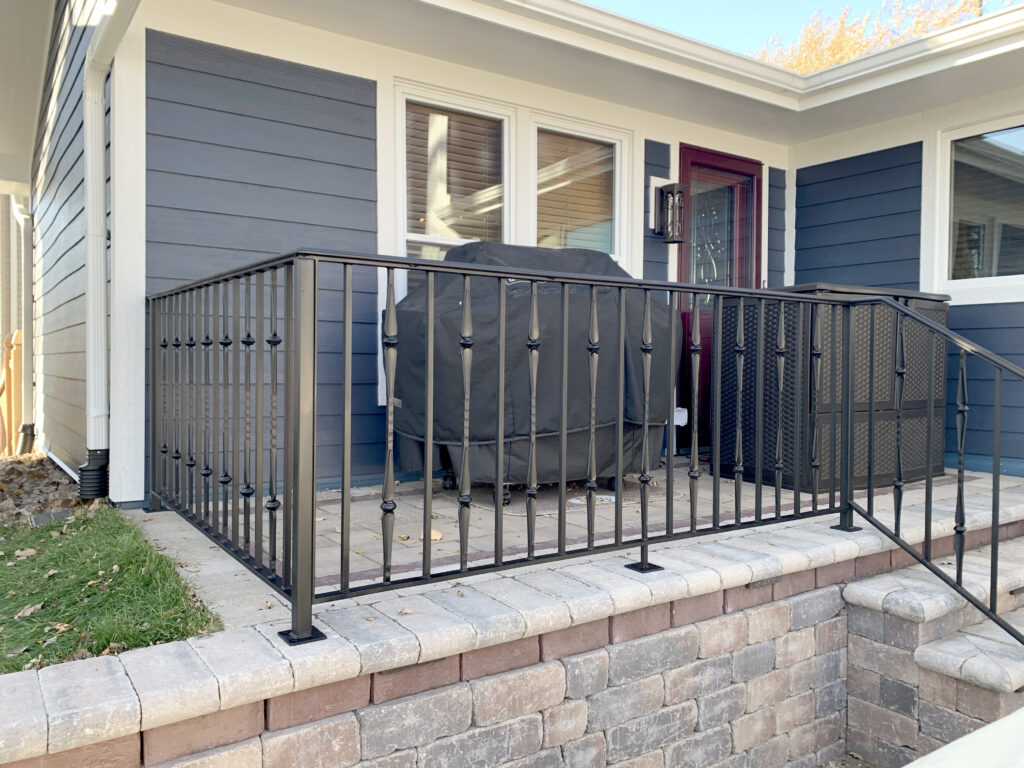 French Country wrought iron railings painted satin black in Madison ...