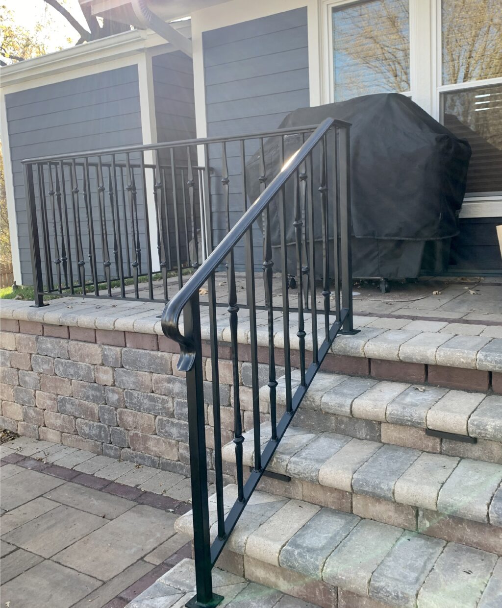 French Country wrought iron railings painted satin black in Madison ...