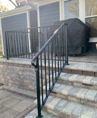 French Country wrought iron railings painted satin black in Madison ...
