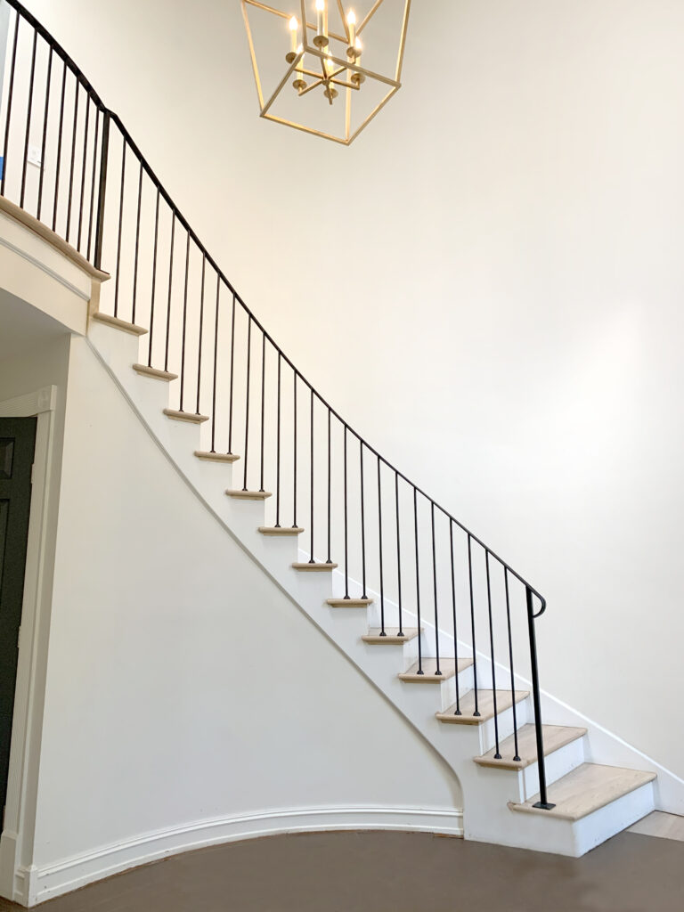 Minimalist wrought iron railings painted satin black in Barrington ...