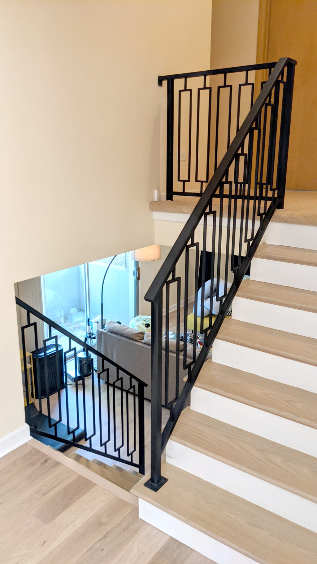 Modern wrought iron railings painted satin black in Racine | Signature ...