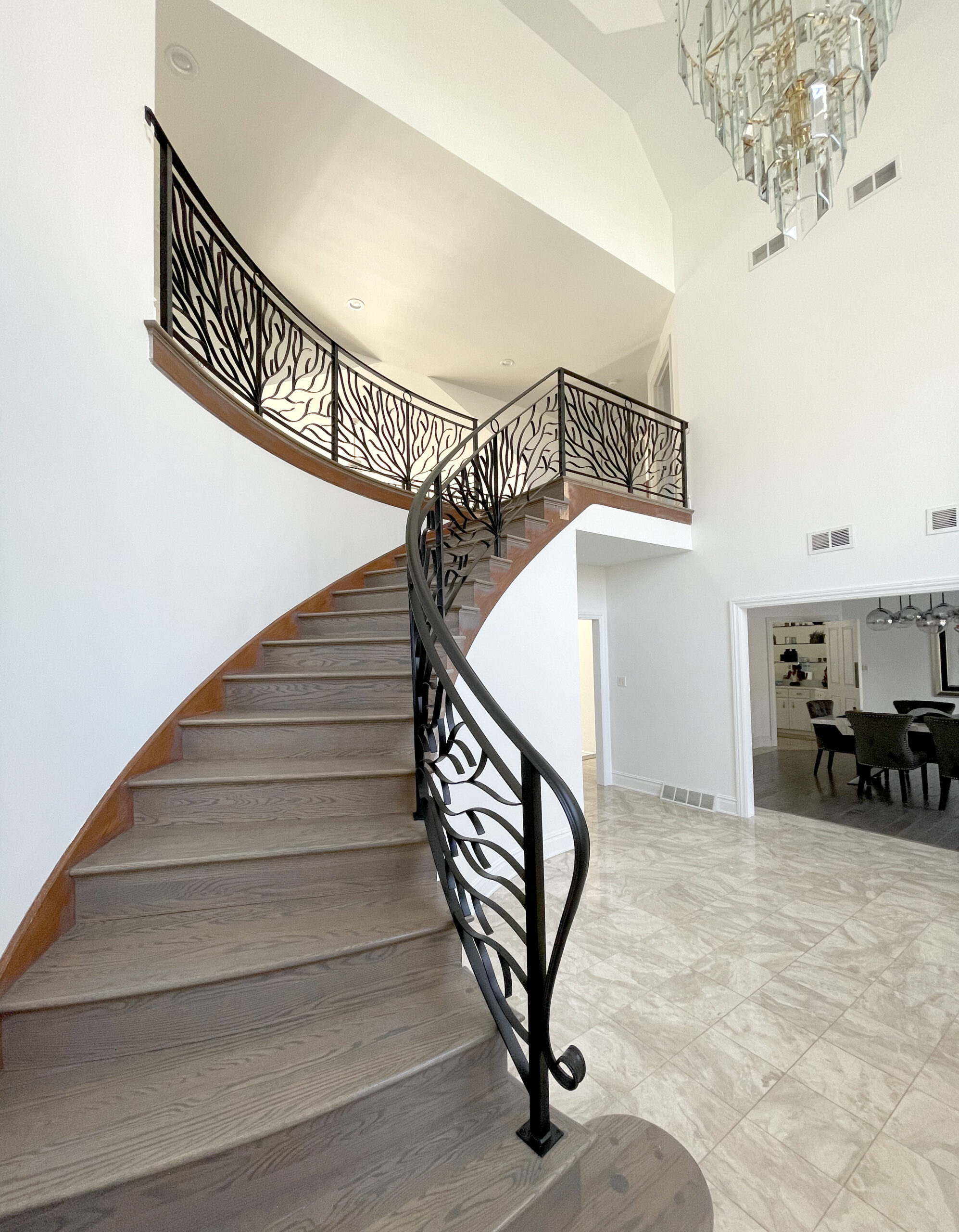 Art deco wrought iron railings painted satin black in Kenosha ...