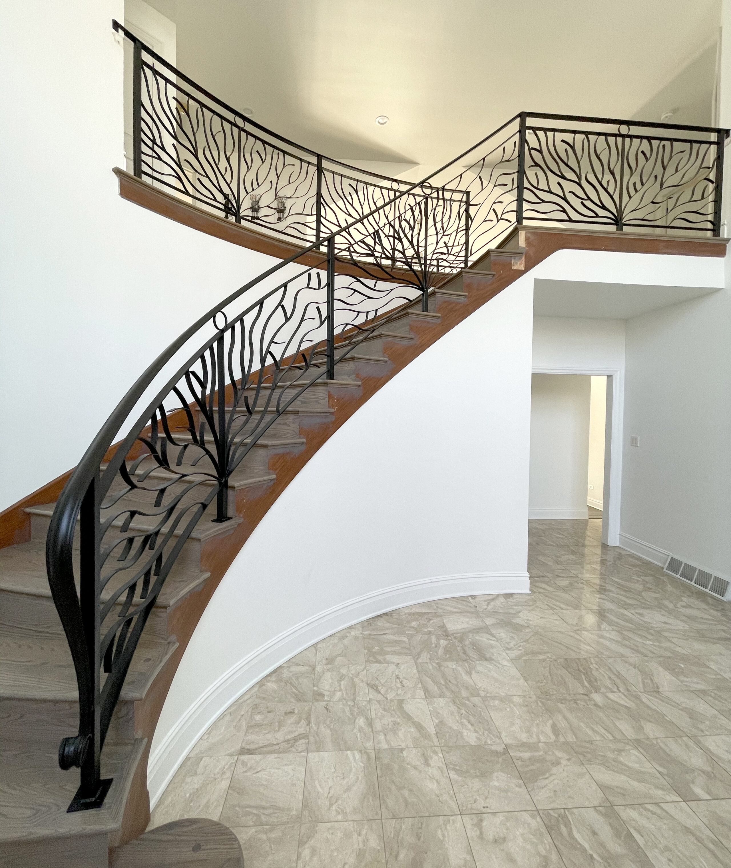 Art deco wrought iron railings painted satin black in Kenosha ...