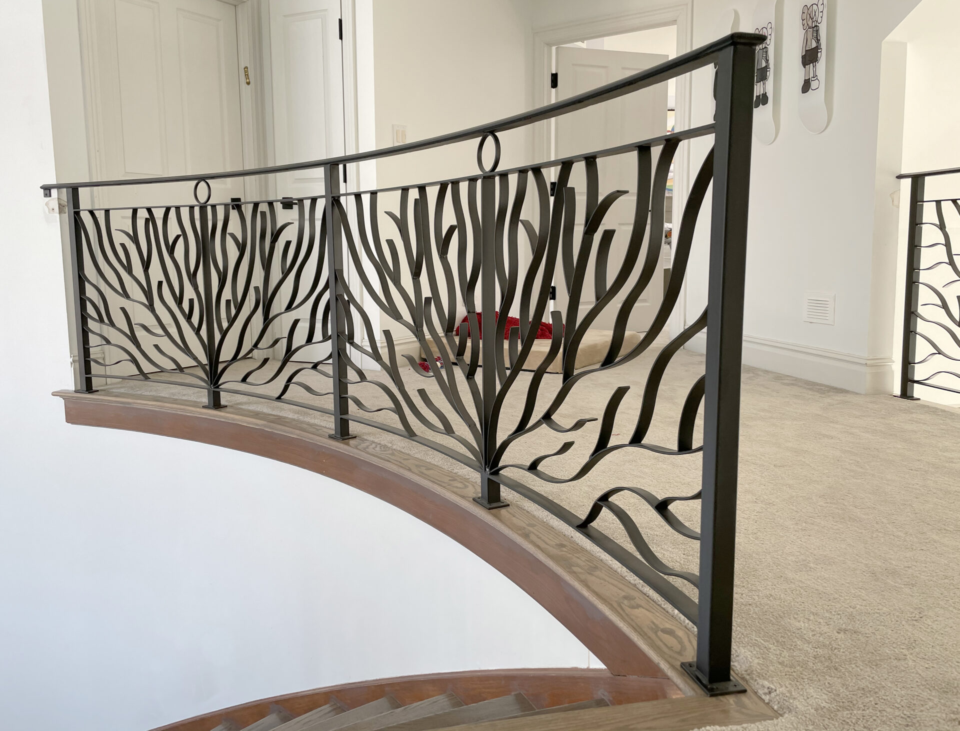 Art deco wrought iron railings painted satin black in Kenosha ...