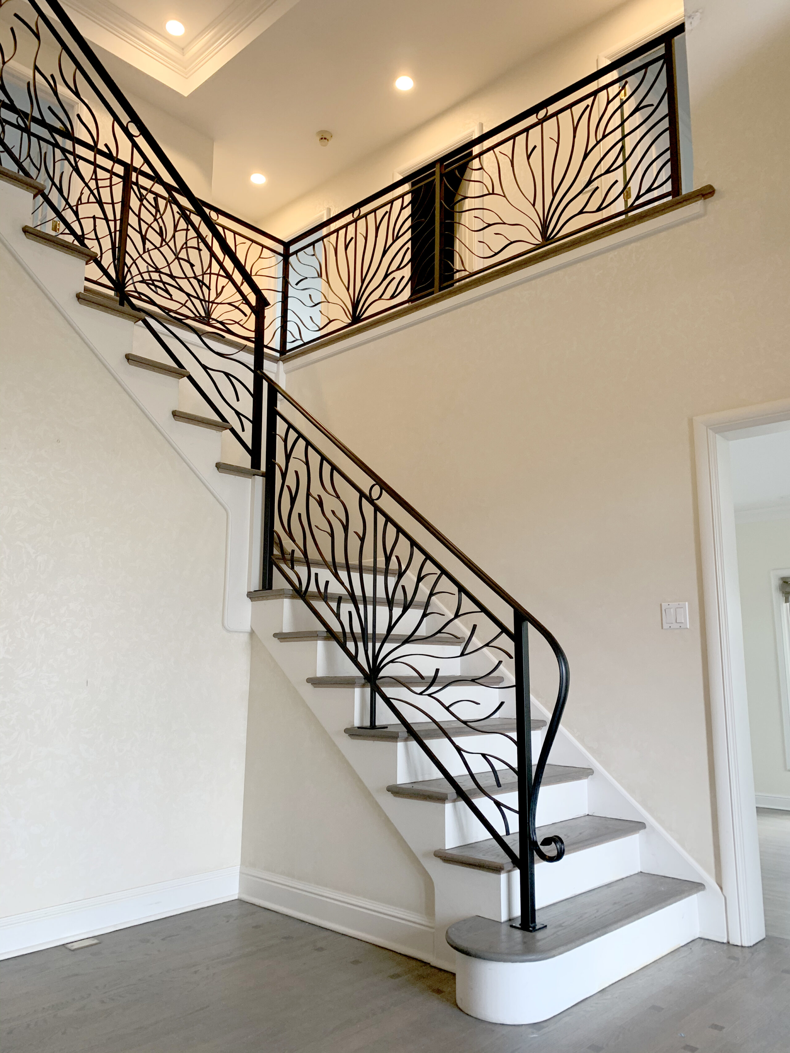 Art deco wrought iron railings painted satin black in Kenosha ...