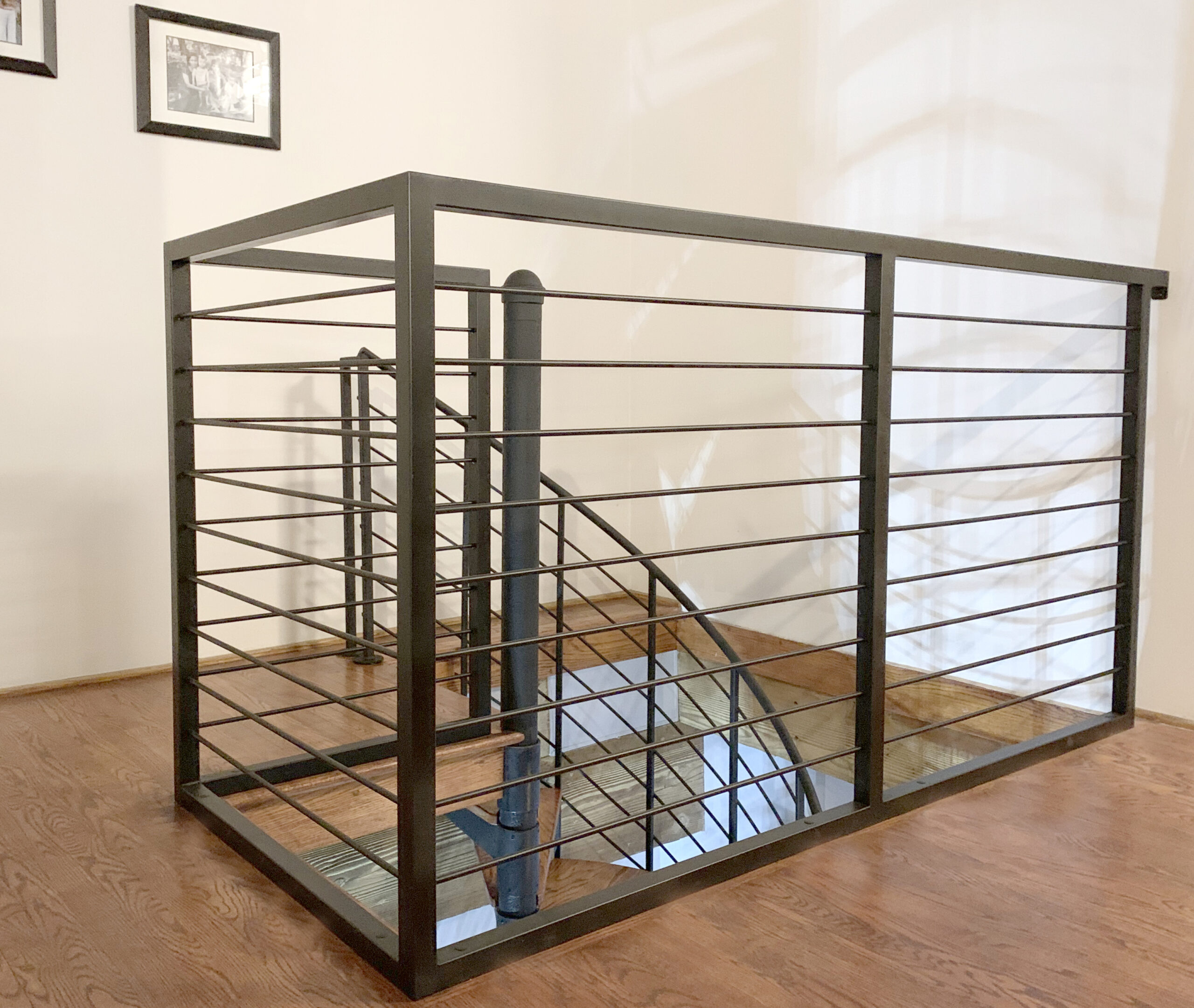 Urban Modern wrought iron & wood stairs painted satin black in Chicago ...