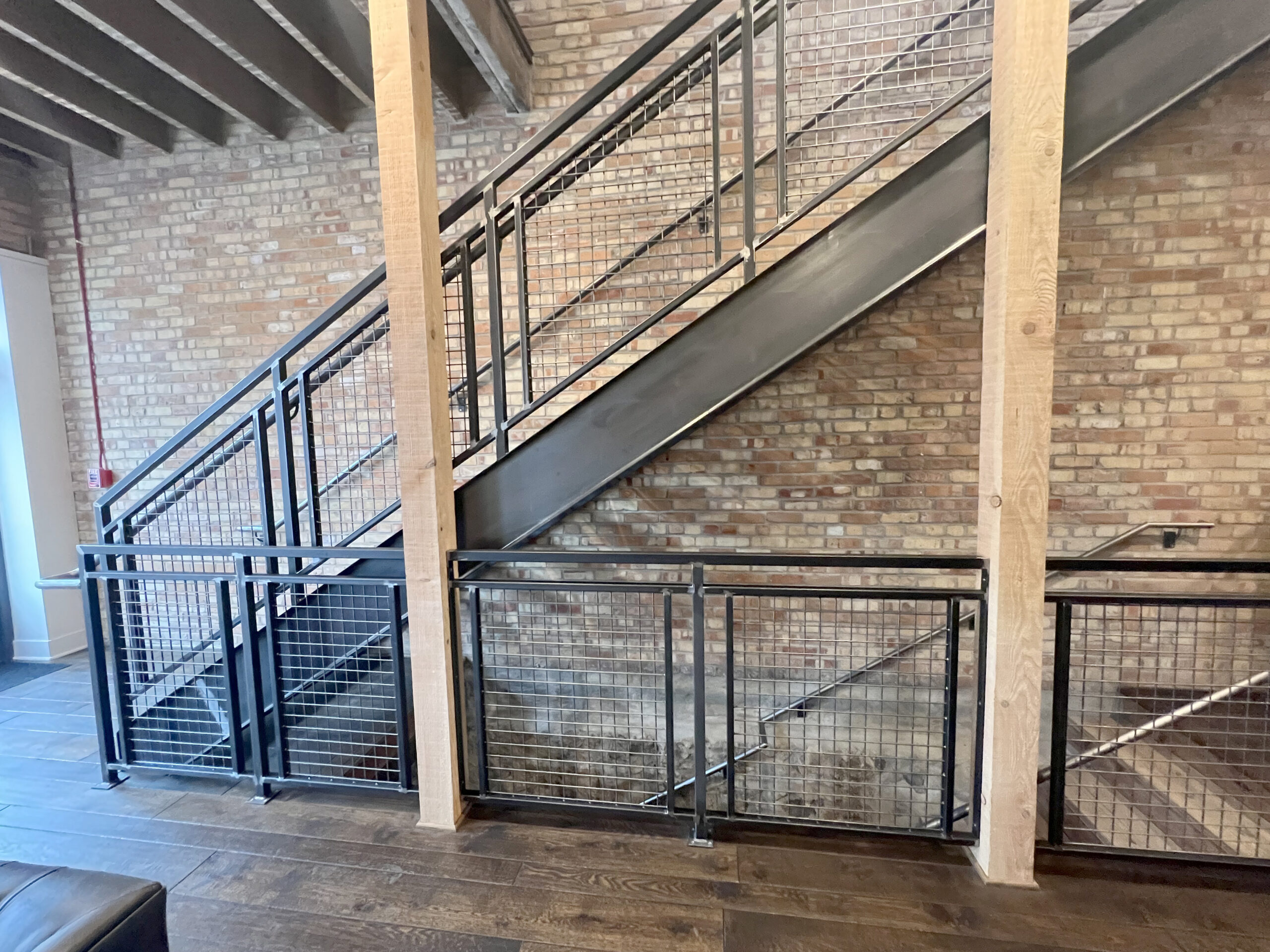 Industrial wrought iron stairs painted clear coat in West Dundee ...