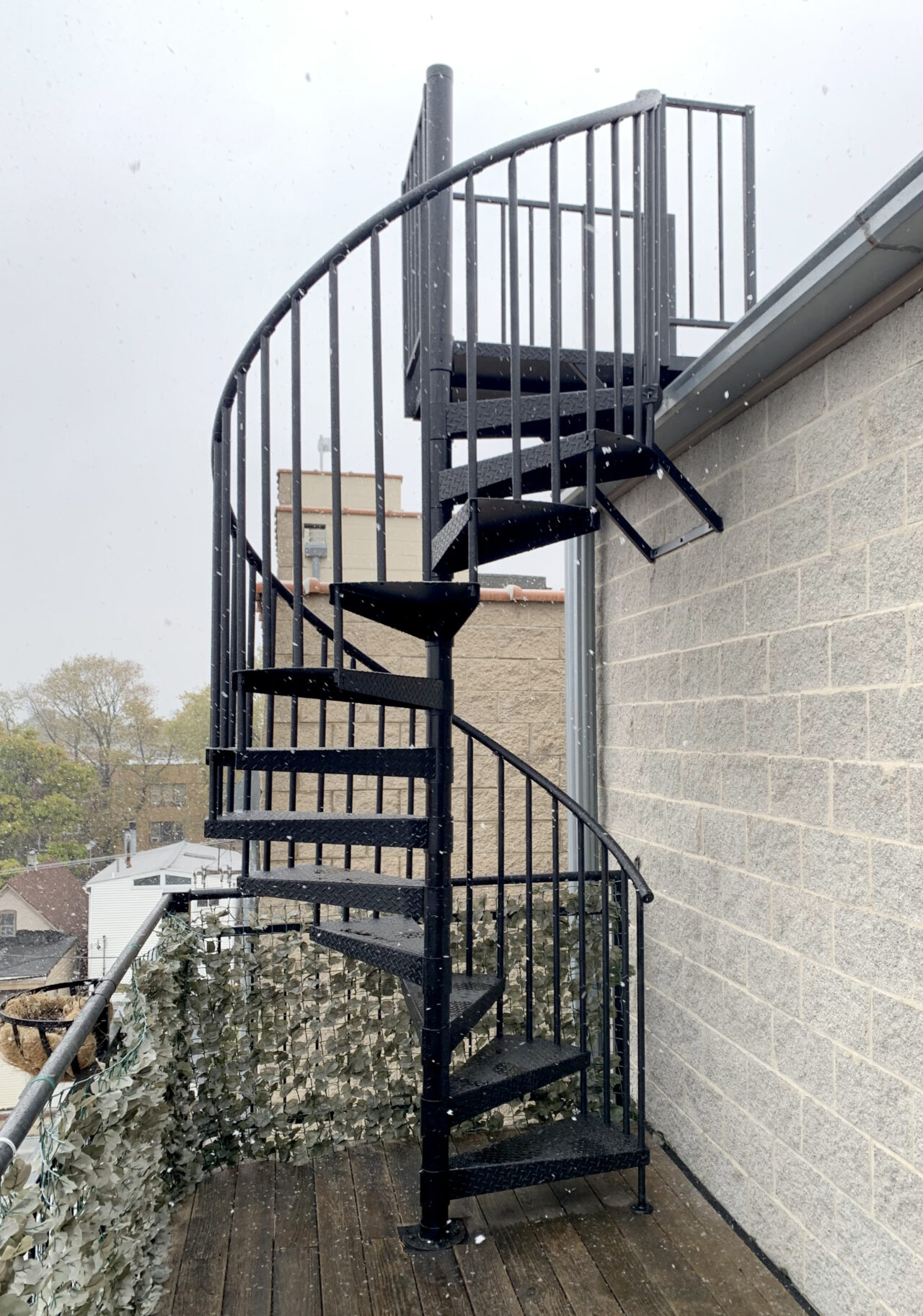 Traditional wrought iron stairs powder coated black in Chicago ...