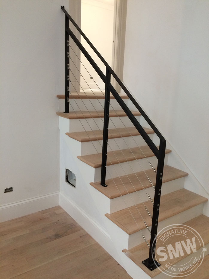 Modern cable railing for a Wilmette home | Signature Metal Works