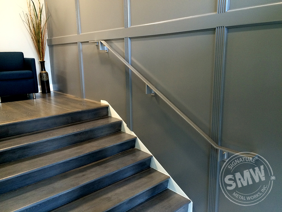 Flat bar wall mounted silver paint handrails for law office | Signature ...