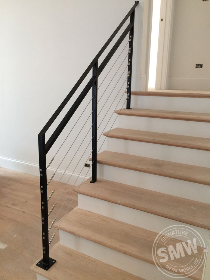 Modern cable railing for a Wilmette home | Signature Metal Works
